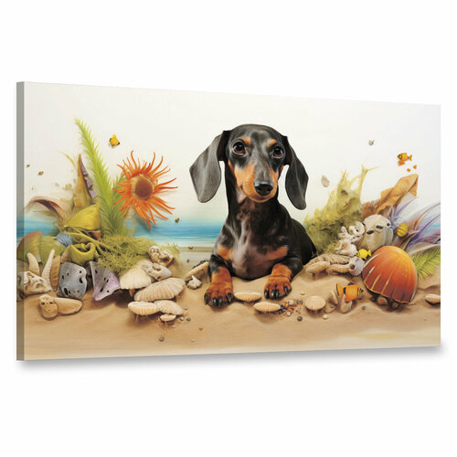 Интерьерная картина 100х60 "Собака у моря"