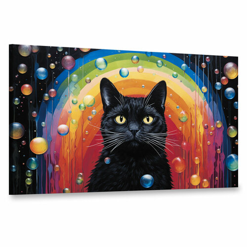 Интерьерная картина 100х60 "Кот в радуге"
