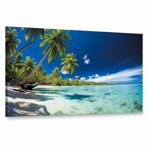 Интерьерная картина 100х60 "Пейзаж с островом и пальмами"