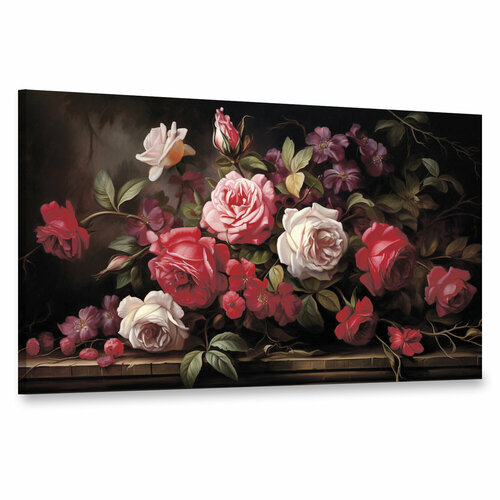 Интерьерная картина 100х60 "Розы в заботе"