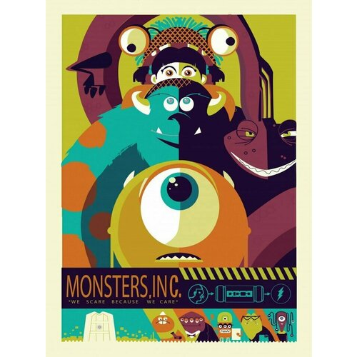 Плакат, постер на бумаге Monster inc/Корпорация монстров/. Размер 21 х 30 см