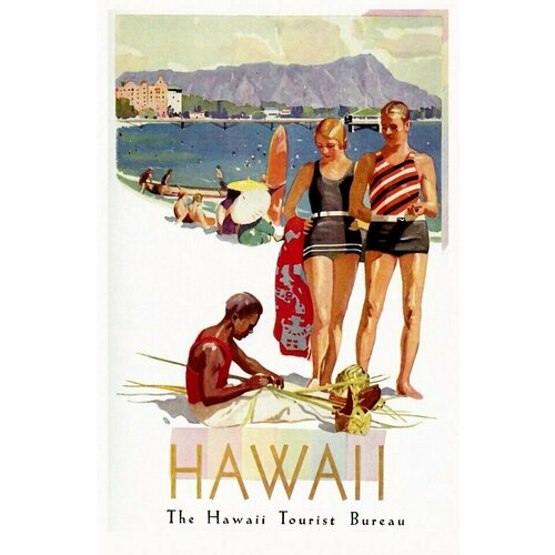 Плакат, постер на холсте Hawaii/Гаваи. Размер 60 на 84 см