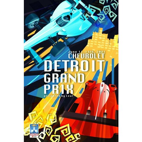 Плакат, постер на бумаге Grand Prix-Detroit/Гран При-Детройт. Размер 60 на 84 см