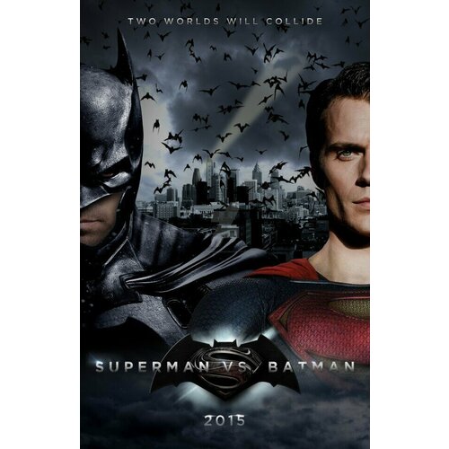 Плакат, постер на холсте Batman vs Superman/Бэтмен против Супермена. Размер 21 х 30 см