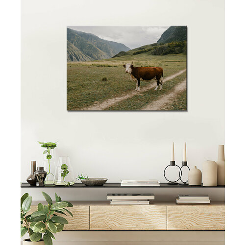 Картина -Корова, коровы на пастбище, пастбище, горы (18) 40х60