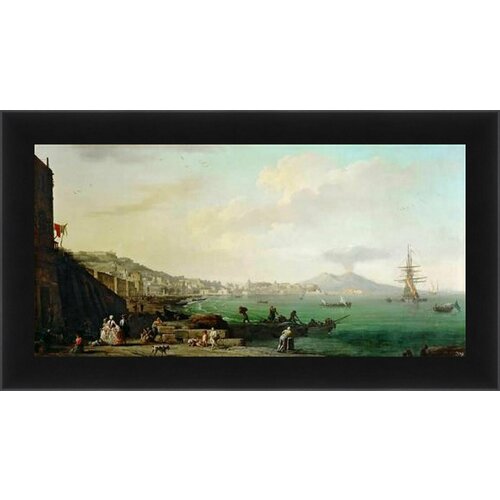 Плакат, постер на холсте View of Naples with Mt. Vesuvius. Клод Жозеф Верне. Размер 30 на 42 см