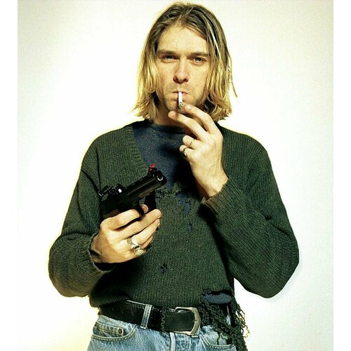 Плакат, постер на холсте Nirvana-Kurt Cobain/Нирвана-Курт Кобейн. Размер 30 х 42 см