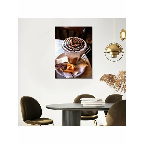Картина на холсте с подрамником Кофе с шоколадом и печенье 50х70