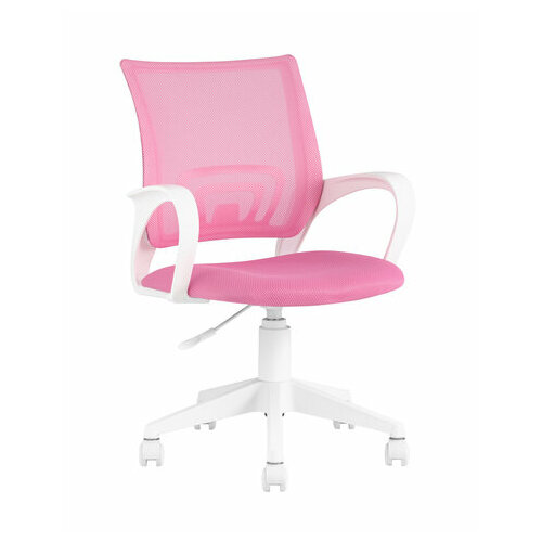 Кресло компьютерное офисное TopChairs ST-BASIC-W розовый крестовина пластик белый