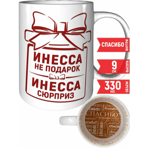 Кружка Инесса не подарок Инесса сюрприз - внутри спасибо