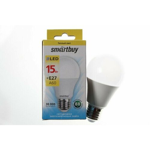 Лампа светодиодная Smartbuy ЛОН А60 Е27 15W (1200lm) 3000K 119х60 553050