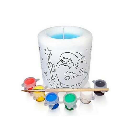 Новогодний набор для раскрашивания - ароматическая свеча ДЕД мороз, 8 см, Омский Свечной 3442-свеча