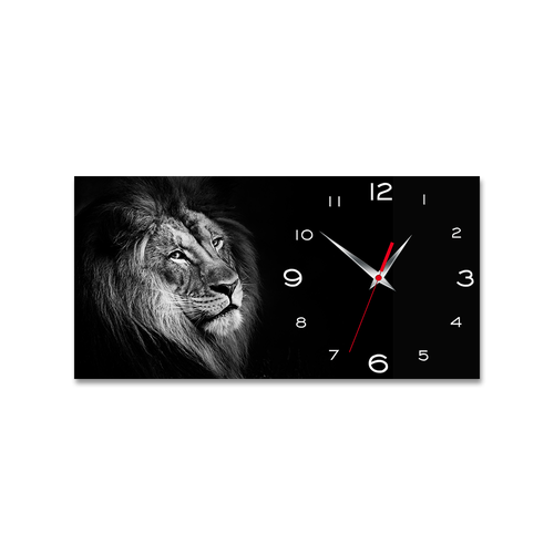 Часы настенные на стекле | Diva Kartina | Природа. Животные. Одинойкий лев | 60X30 см | Немецкий механизм