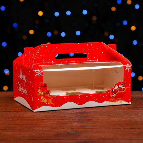 Коробка под 6 капкейков "С Новым Годом!" 23.6 x 15 x 9 см