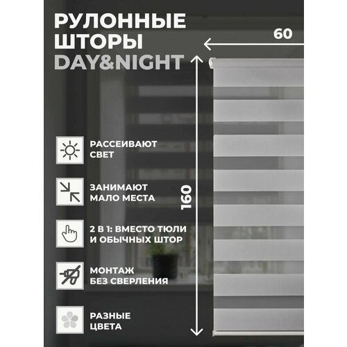 Рулонная штора Day&Night, 160х60 см, серая, 7791365