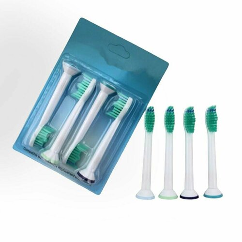 Насадка для ультразвуковой, электрической зубной щетки совместима Philips Sonicare, НХ, Protective Clean щетина стандартной жесткости 4 штуки в упак.
