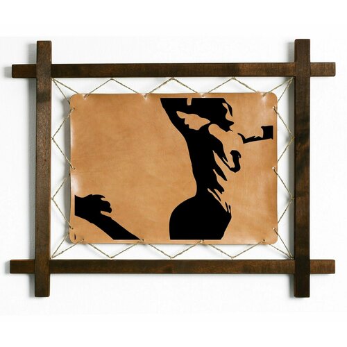 Картина Волейбол, интерьерная для украшения и декора на стену в деревянной раме, подарок, натуральная кожа, BoomGift