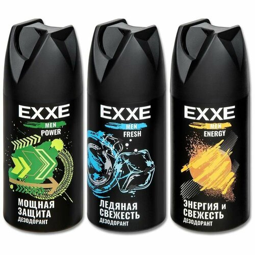 Дезодорант мужской спрей EXXE MEN Power, Fresh и Energy, 150 мл, 3 шт.