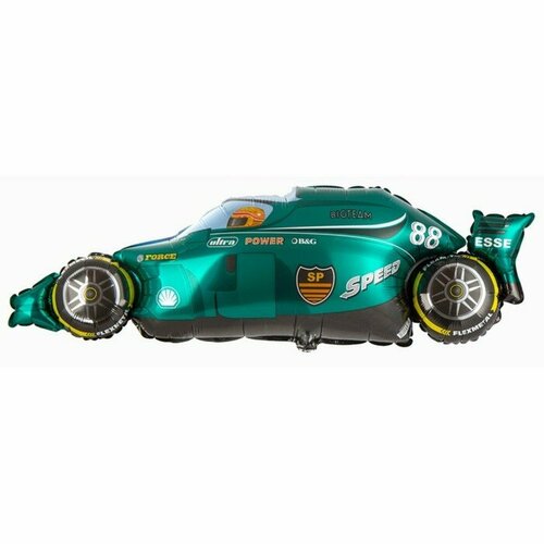 Flexmetal Шар фольгированный 18" «Машина гоночная», фигура, цвет зелёный