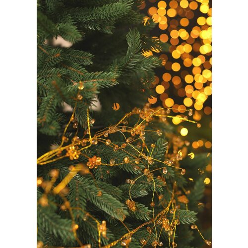 Рождественская декорация (золотые цветы гирлянда 90 см)
