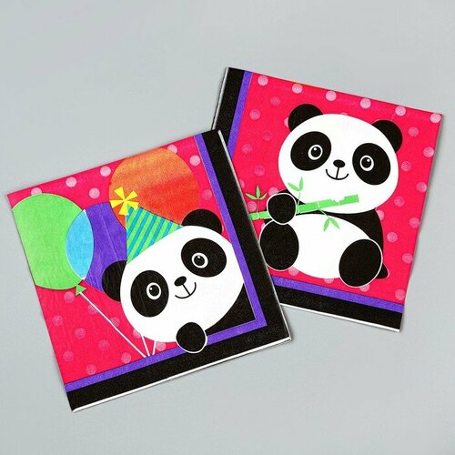 Салфетки бумажные «Панда с шариками», в наборе 20 шт.