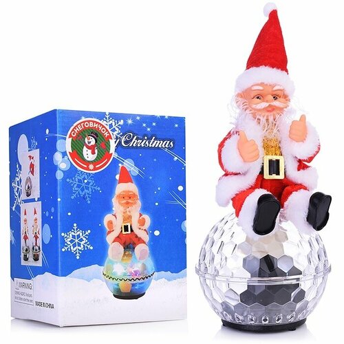 Новогодняя игрушка Снеговичок Музыкальный Дедушка, на шаре, в коробке (S1342)