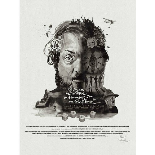 Плакат, постер на холсте Стэнли Кубрик (Stanley Kubrick). Размер 42 на 60 см