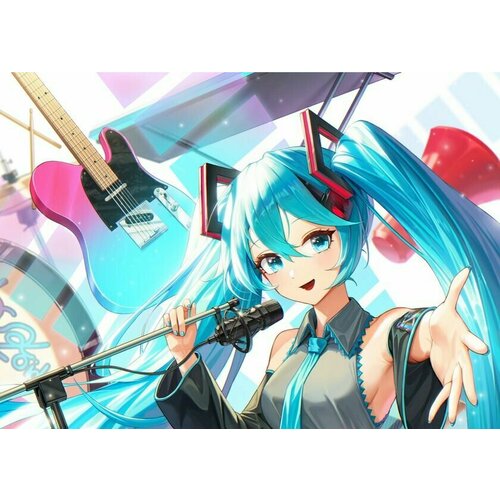 Плакат, постер на бумаге Мику Хацунэ. Miku Hatsune. Размер 42 х 60 см