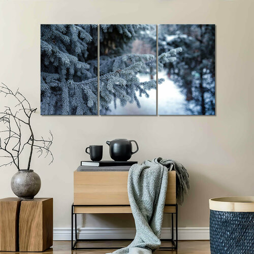 Модульная картина/Модульная картина на холсте/Модульная картина в подарок/белоснежная ель - snow-white spruce 90х50