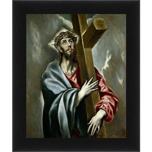 Плакат, постер на бумаге Christ Clasping the Cross. Эль Греко. Размер 21 х 30 см