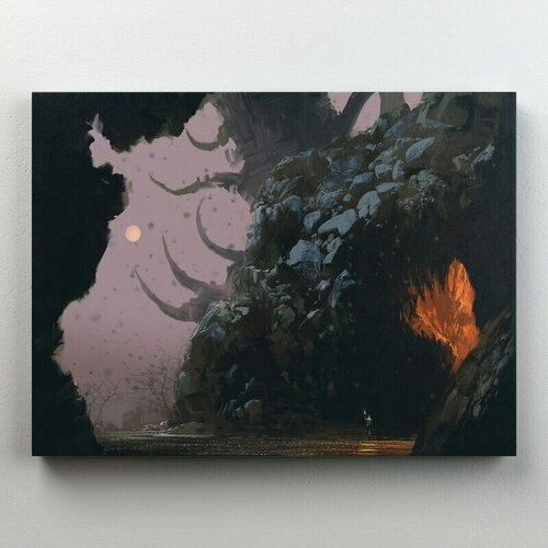 Интерьерная картина на холсте "Мрачная пещера" размер 30x22 см
