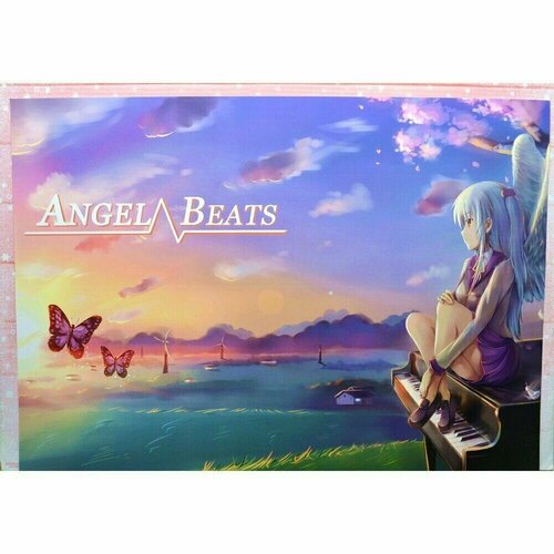 Плакат, постер на холсте Ангельские Ритмы, Angel Beats poster. Размер 21 х 30 см