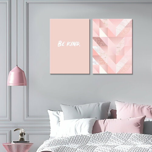 Картина интерьерная-Розовая подборка мотивационная надпись плакаты (7) (2 модуля-общий размер 55х80)