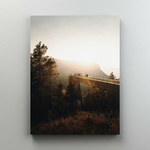 Интерьерная картина на холсте "Рассвет в холмах" пейзаж, размер 45x60 см