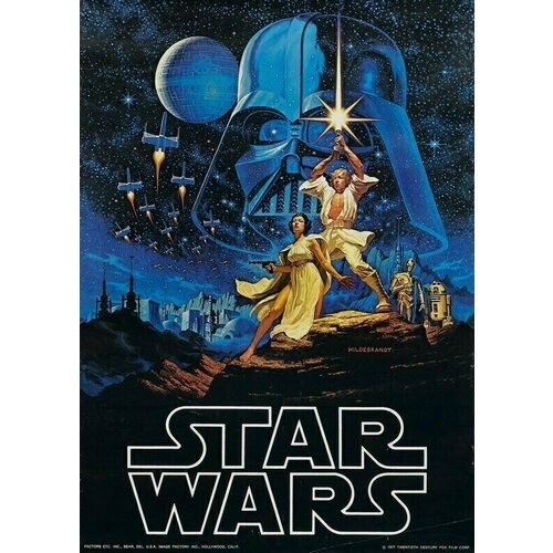 Плакат, постер на холсте Звездные войны: Эпизод 4-Новая надежда (Star Wars), Джордж Лукас. Размер 30 х 42 см
