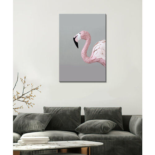 Картина для интерьера Розовый Фламинго в воде - Фламинго арт (4) 30х40