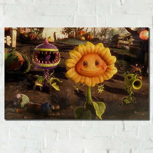 Картина интерьерная на рельефной доске ОСП Игры Растения против Зомби - 15151