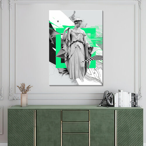Картина интерьерная - Скульптура женщины зелёные узоры 20х30