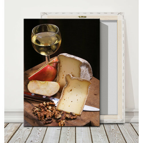 Картина/Картина на холсте для интерьера/Картина на стену/Картина для кухни/ -Вино сыр 60х80