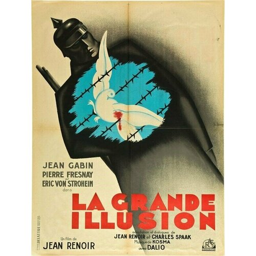 Плакат, постер на холсте Великая иллюзия (La grande illusion), Жан Ренуар. Размер 30 х 42 см