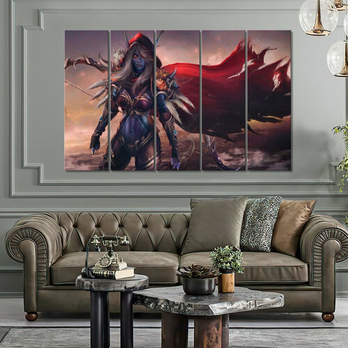Модульная картина на холсте/World of Warcraft Sylvanas the leader of the banshee horde/Мир Варкрафта Сильвана вождь орды баньши 125х80