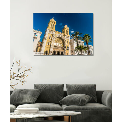 Картина/Картина на холсте для интерьера/Картина на стену/Картина для кухни/ - Тунис/Собор Святого Викентия де Поля (1) 20х30