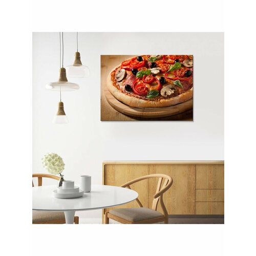 Картина на холсте с подрамником Пицца на доске 50х70