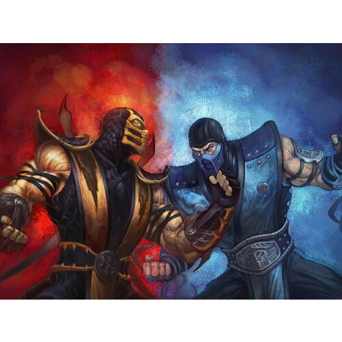 Плакат, постер на бумаге Mortal Kombat: Sub Zero and Scorpion/Мортал Комбат: Саб Зиро и Скорпион/игровые/игра/компьютерные герои . Размер 21 х 30 см