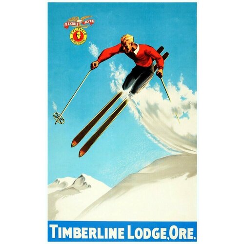 Плакат, постер на бумаге Skiing/Горные лыжи. Размер 60 на 84 см