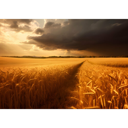 Постер - "Золотые поля пшеницы"на самоклеющейся / А3 / в тубусе без рамы