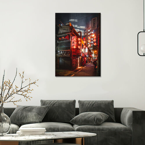 Интерьерная картина на холсте - Китайская улочка с фонариками 50х70