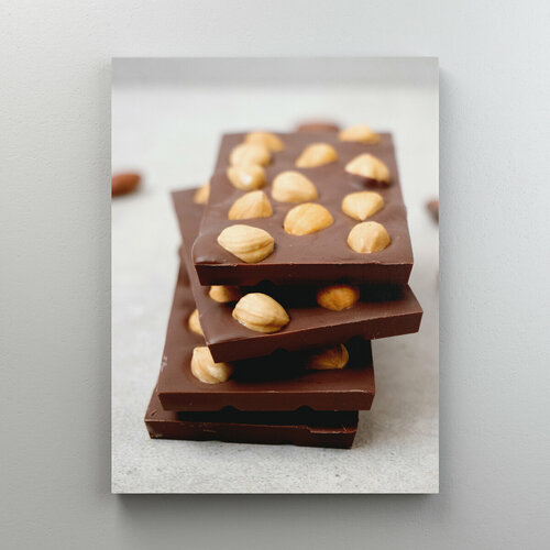 Интерьерная картина на холсте "Шоколадка с фундуком" для кухни, кафе и ресторанов, размер 22x30 см