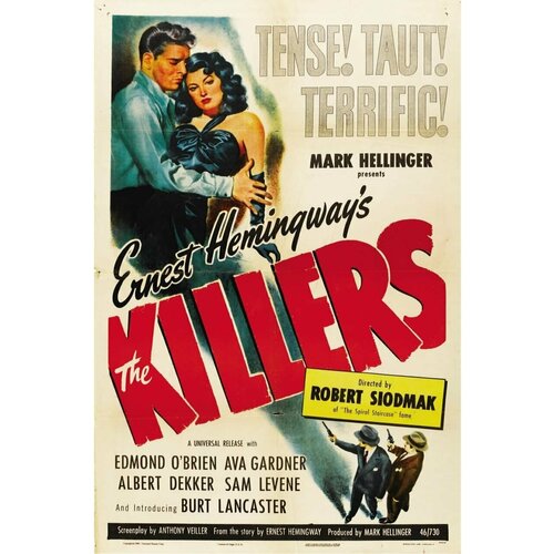 Плакат, постер на бумаге Убийцы (The Killers, 1946г). Размер 42 х 60 см