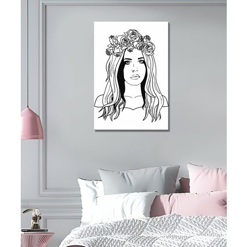 Картина/Картина на холсте для интерьера/Картина на стену/Картина для кухни/ - Lana Del Ray минимализм 20х30
